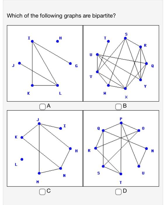 Solved Which of the following graphs are bipartite? | Chegg.com