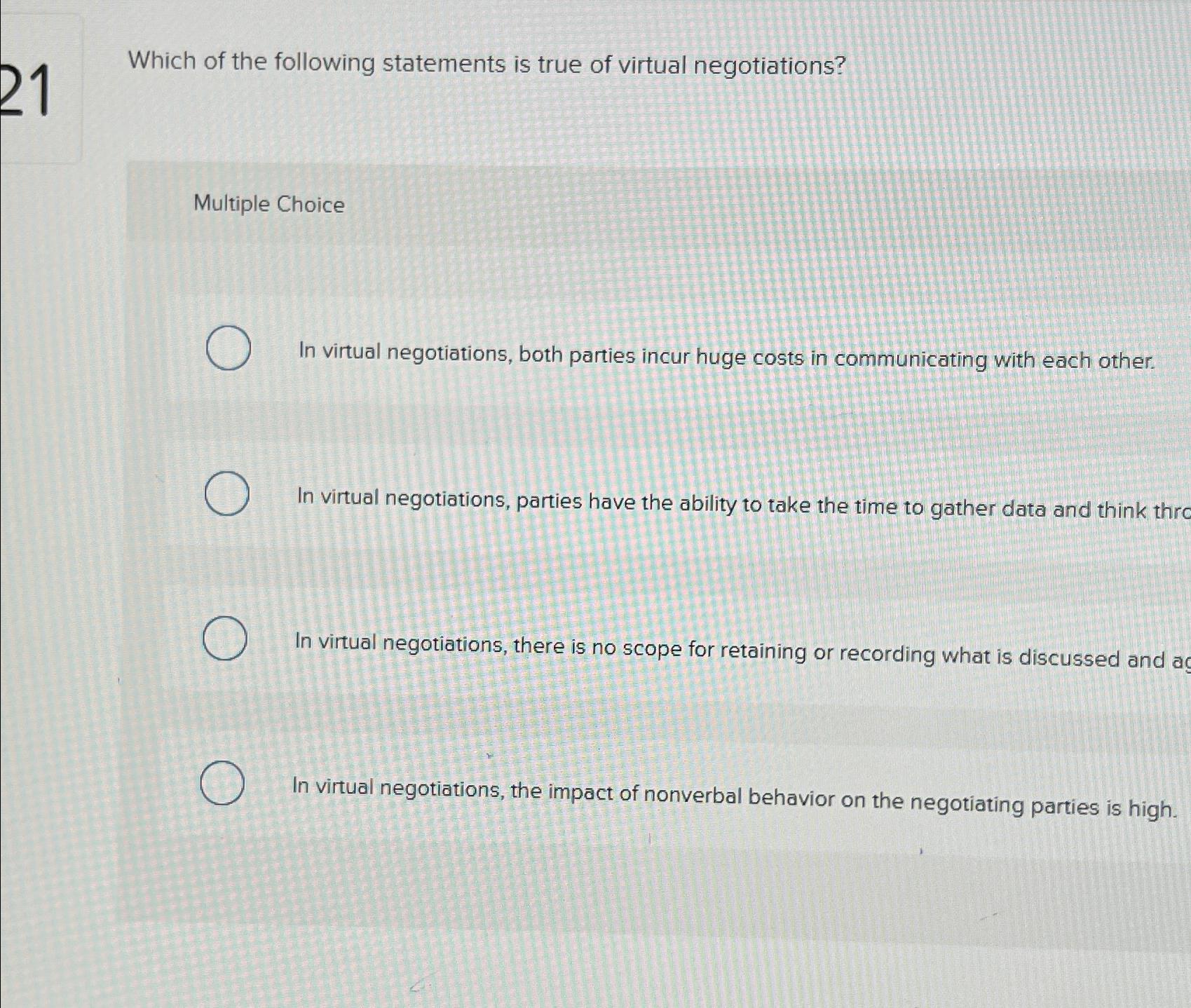 Solved Which of the following statements is true of virtual | Chegg.com