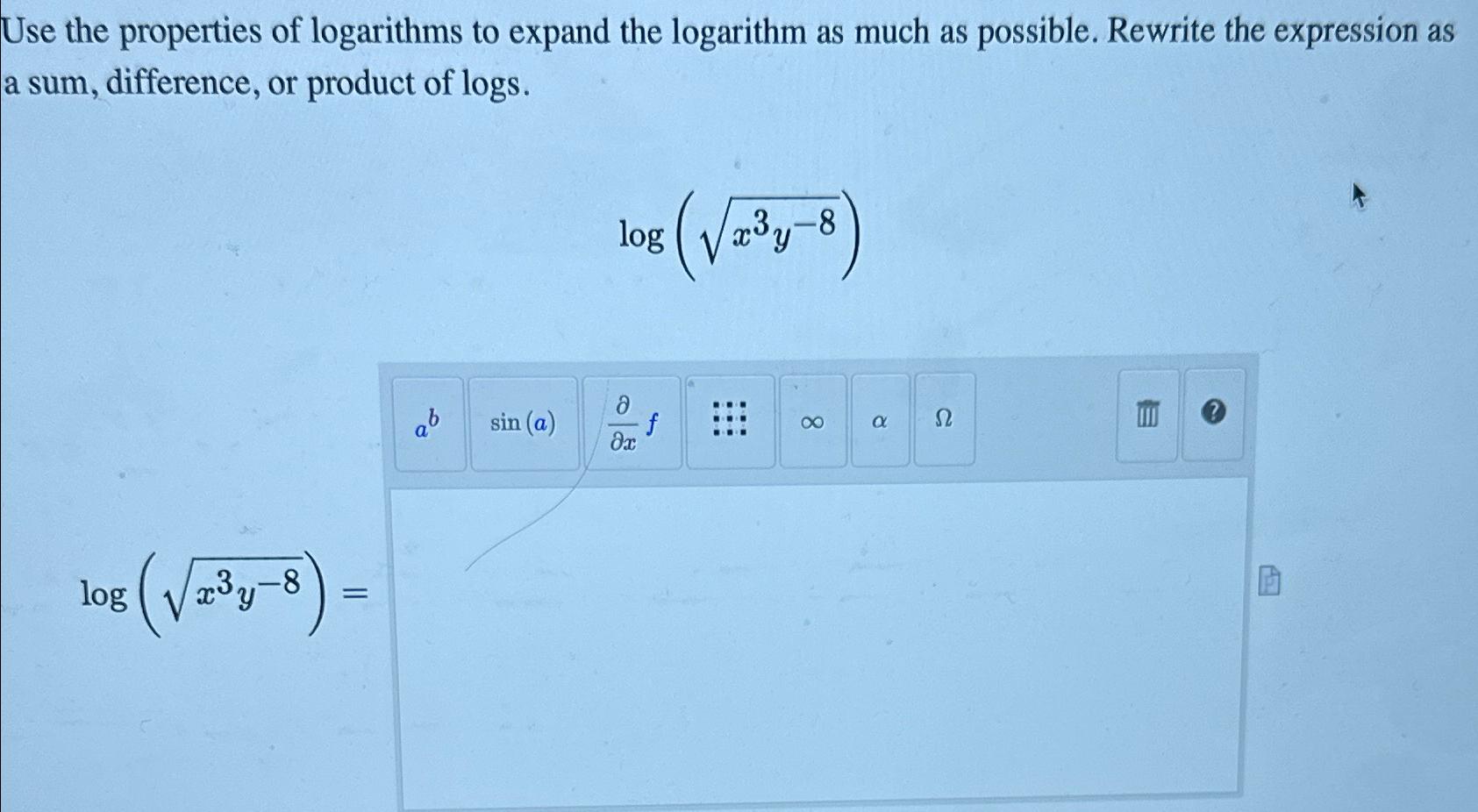 Solved Use the properties of logarithms to expand the | Chegg.com