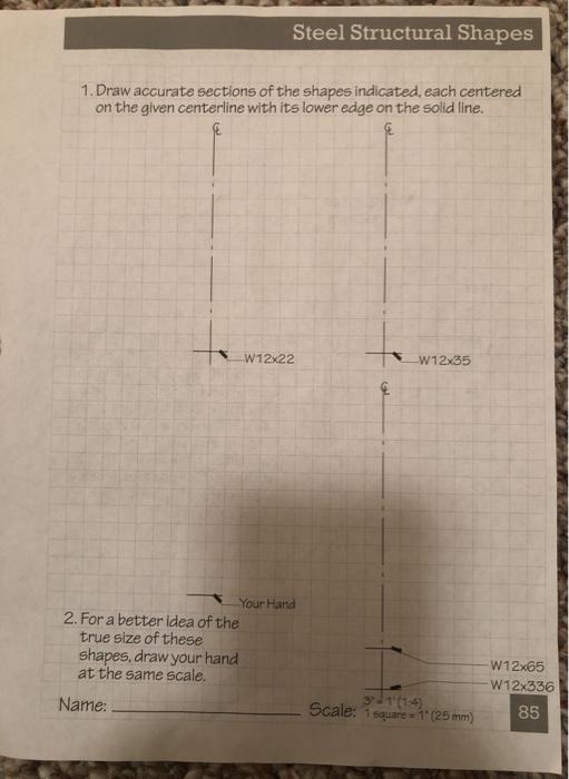 Solved Steel Structural Shapes 1. Draw accurate sections of | Chegg.com