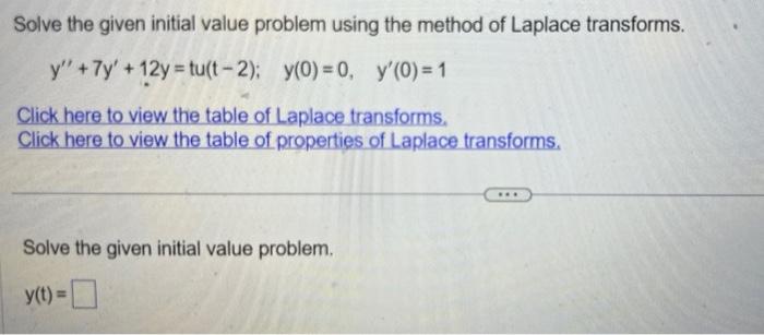 Solved Solve the given initial value problem using the | Chegg.com Solved Solve the given initial value problem using the | Chegg.com