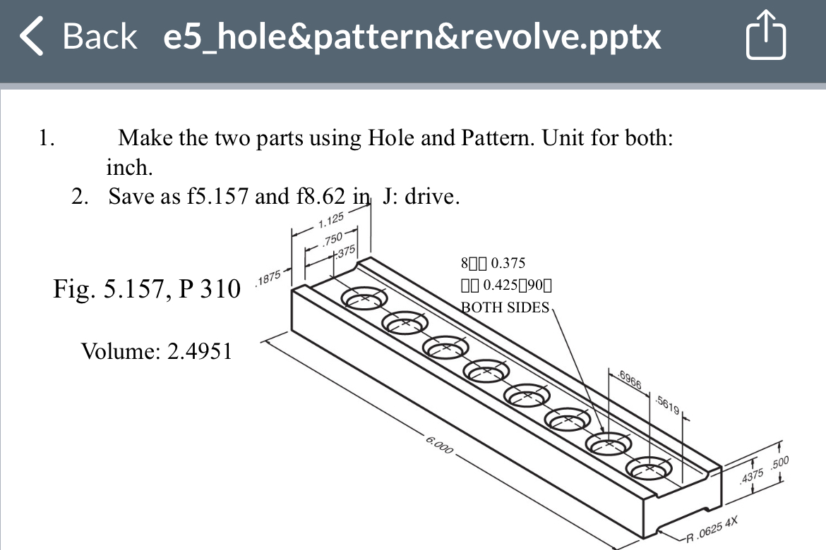 Solved hole&pattern&revolve.pptxMake the two parts using | Chegg.com