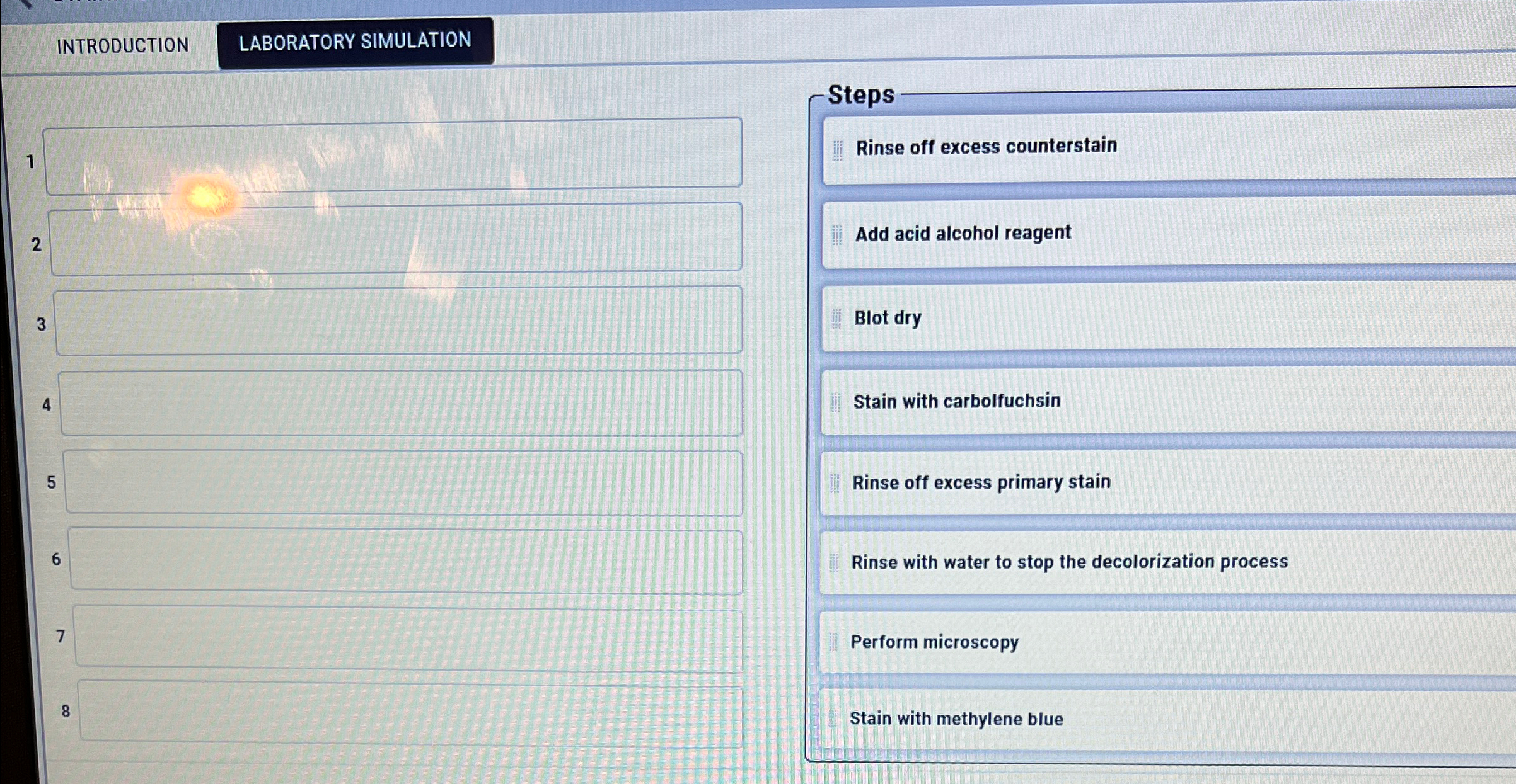 INTRODUCTIONLABORATORY SIMULATIONSteps q,Rinse off | Chegg.com