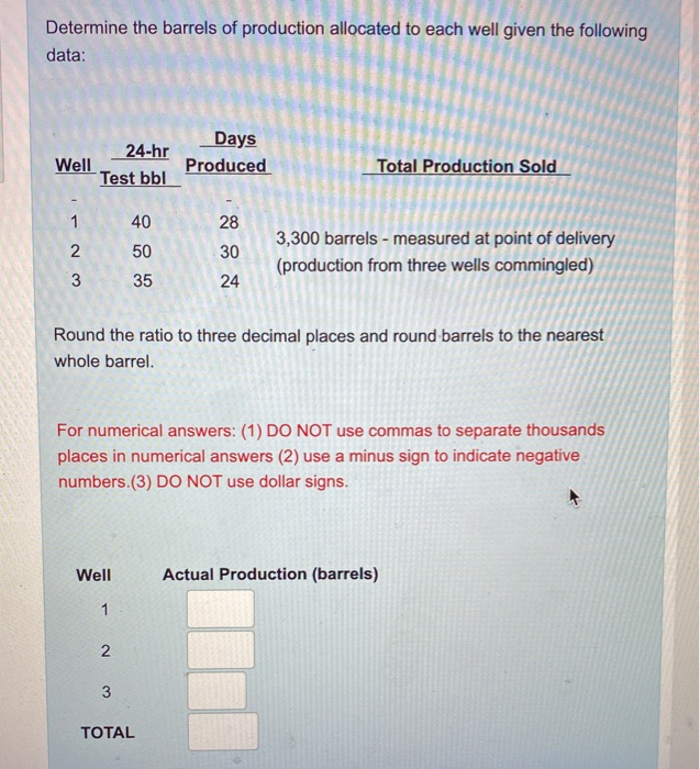 Solved Determine the barrels of production allocated to each | Chegg.com