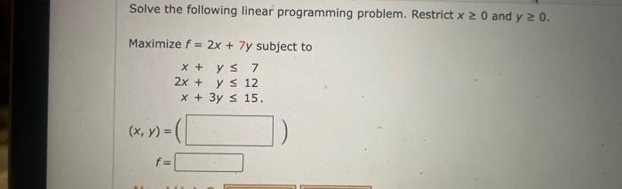 Solved Solve The Following Linear Programming Problem 4339
