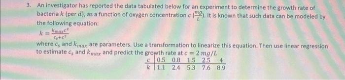 Solved An investigator has reported the data tabulated below | Chegg.com