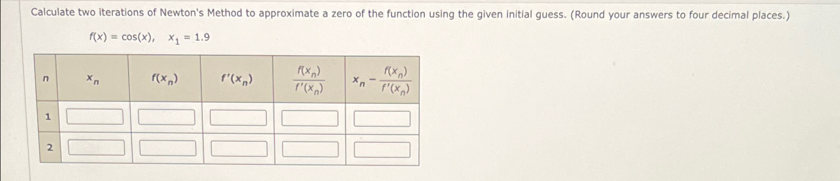 Calculate two iterations of Newton's Method to | Chegg.com