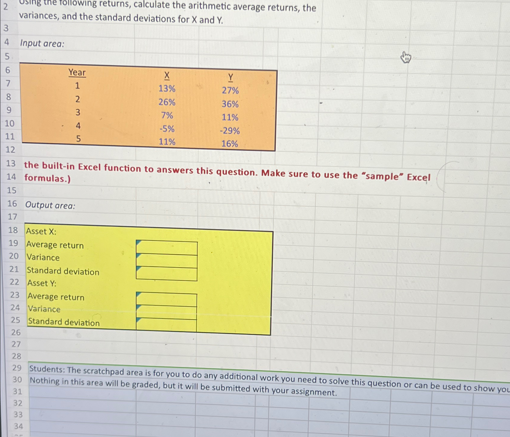 Using the following returns, calculate the arithmetic | Chegg.com