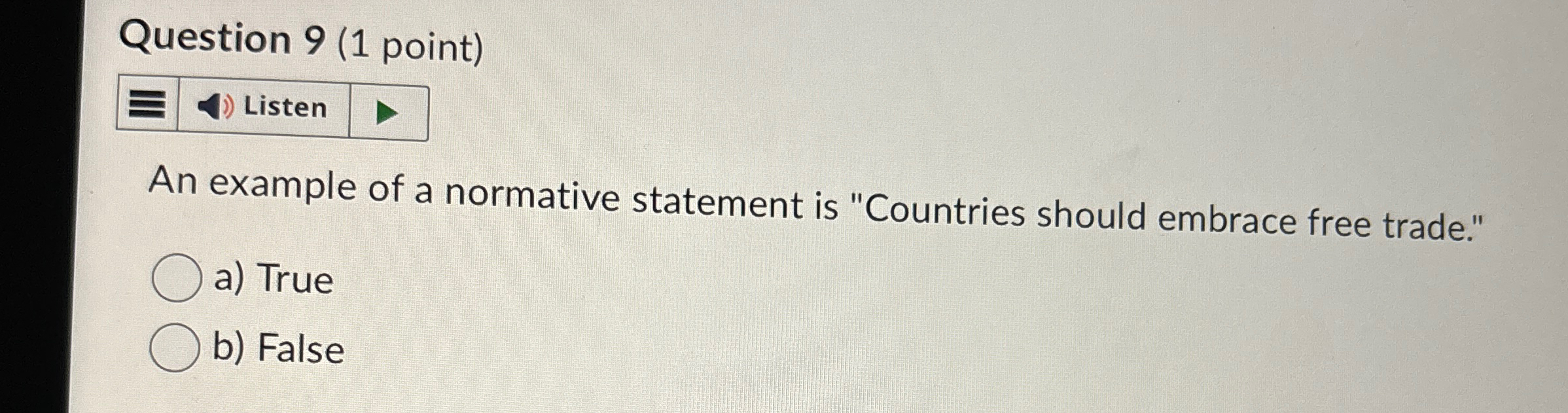 Solved Question 9 (1 ﻿point)ListenAn example of a normative | Chegg.com
