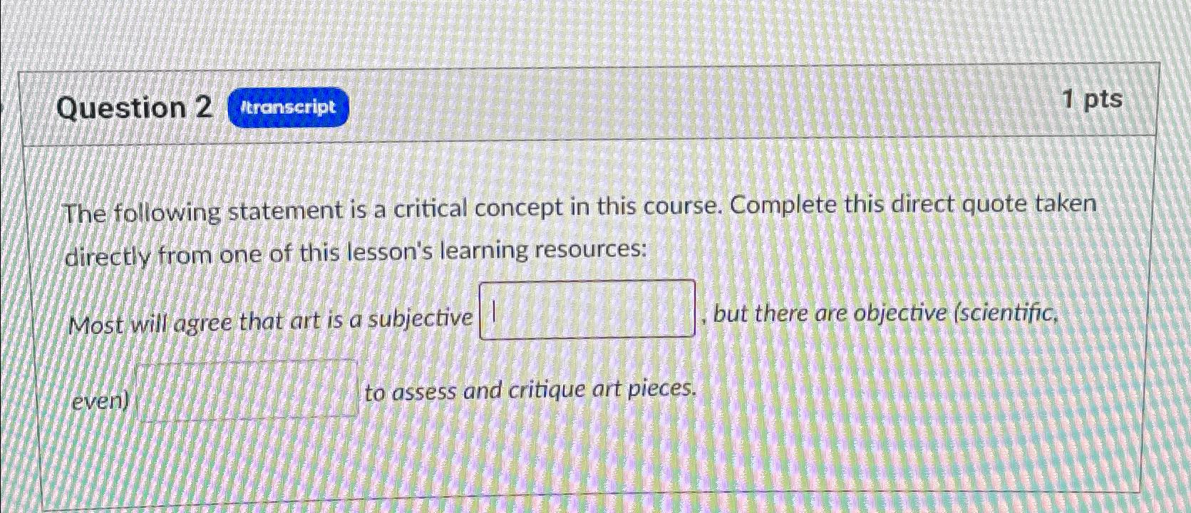 Solved Question 21 ﻿ptsThe following statement is a critical | Chegg.com