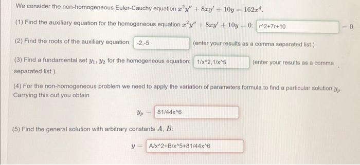 Solved We consider the non-homogeneous Euler-Cauchy equation | Chegg.com