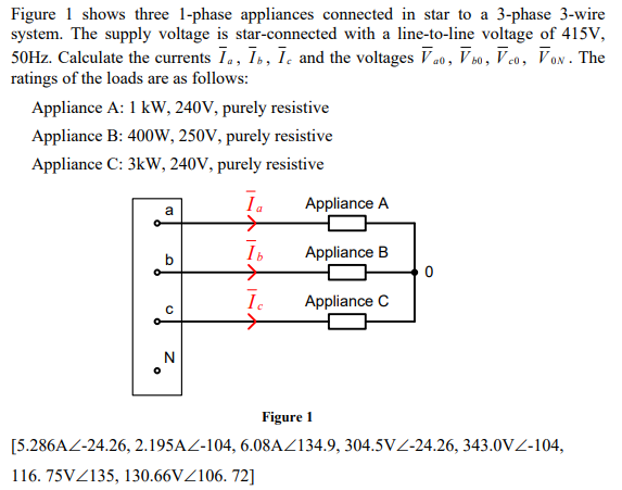 Figure 1 ﻿shows three 1 -phase appliances connected | Chegg.com