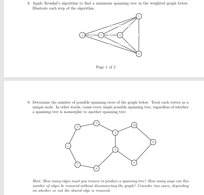 Solved 8. ﻿Apply Kruskal's algorithm to find a minimum | Chegg.com