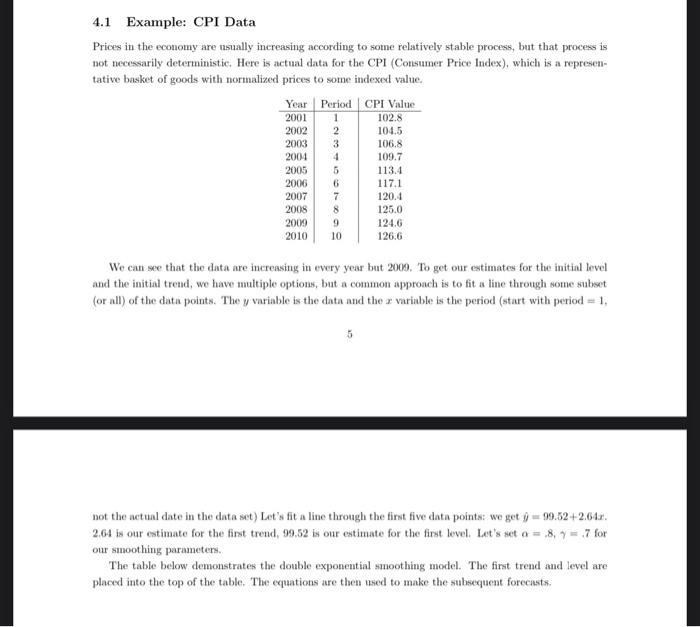 4.1 Example: CPI Data Prices in the economy are | Chegg.com