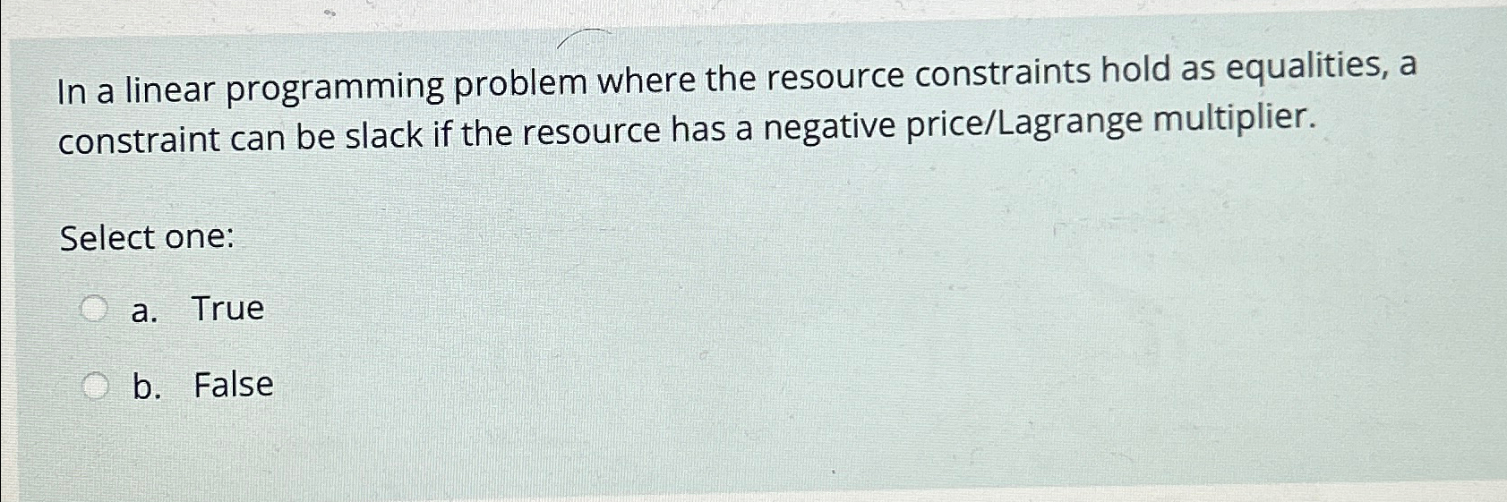 Solved In a linear programming problem where the resource | Chegg.com