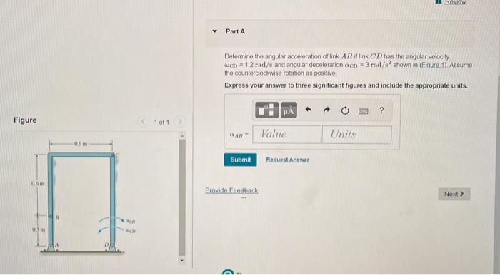 Solved Determine the angular acceleration of link AB it link | Chegg.com
