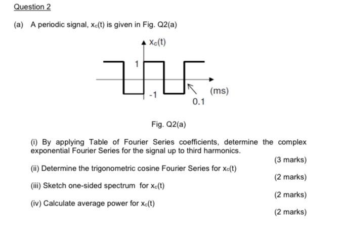 Solved (a) A periodic signal, xc(t) is given in Fig. Q2(a) | Chegg.com