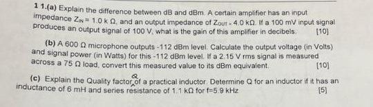 Solved 1.1.(a) Explain the difference between dB and dBm.A | Chegg.com