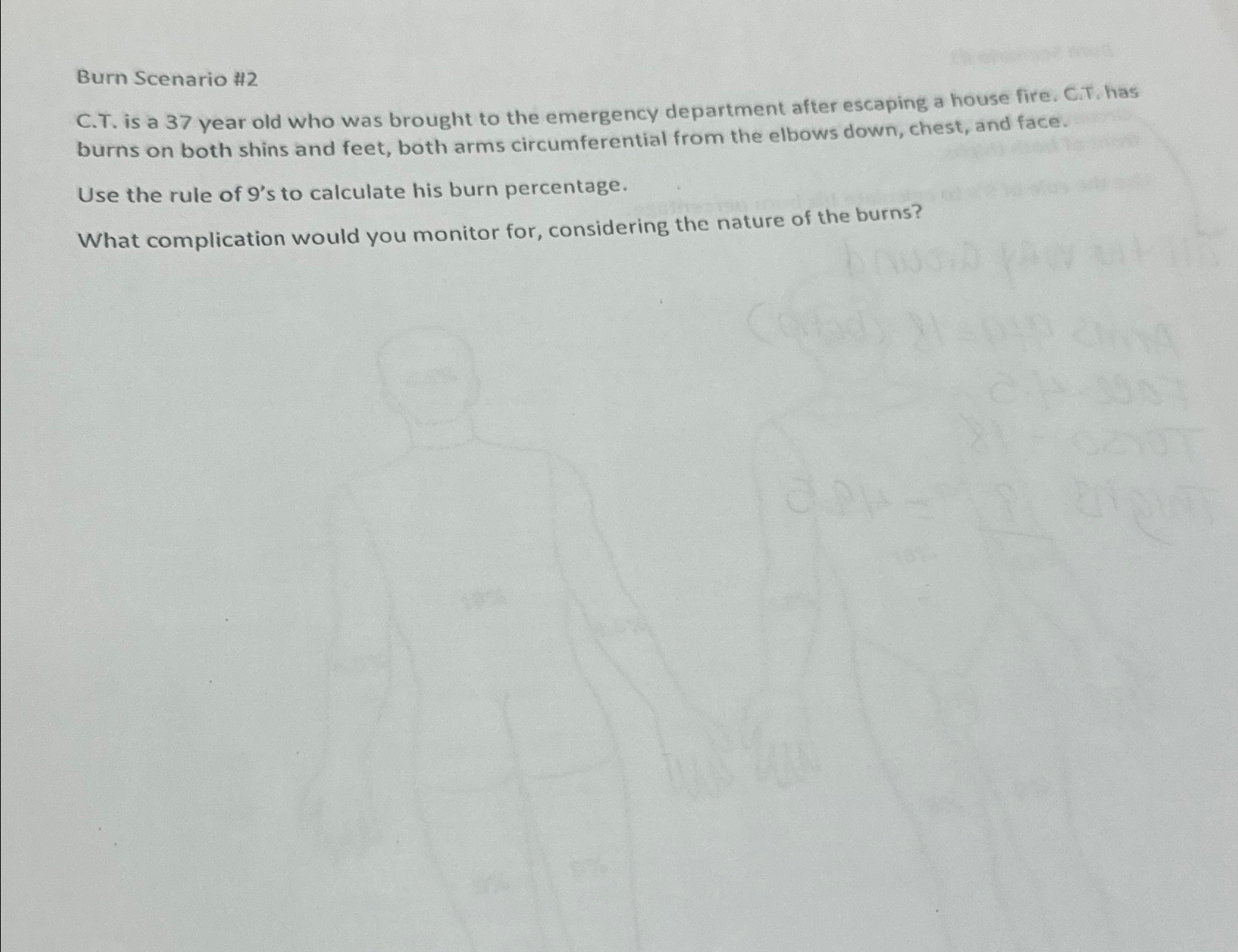 Solved Burn Scenario #2C.T. ﻿is a 37 ﻿year old who was | Chegg.com