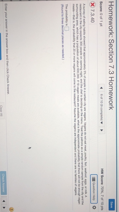 Solved Homework Section 7 3 Homework Save Score 0 Of 1 Pt