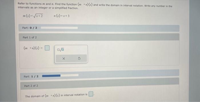 Solved Refer to functions m and n. Find the function | Chegg.com