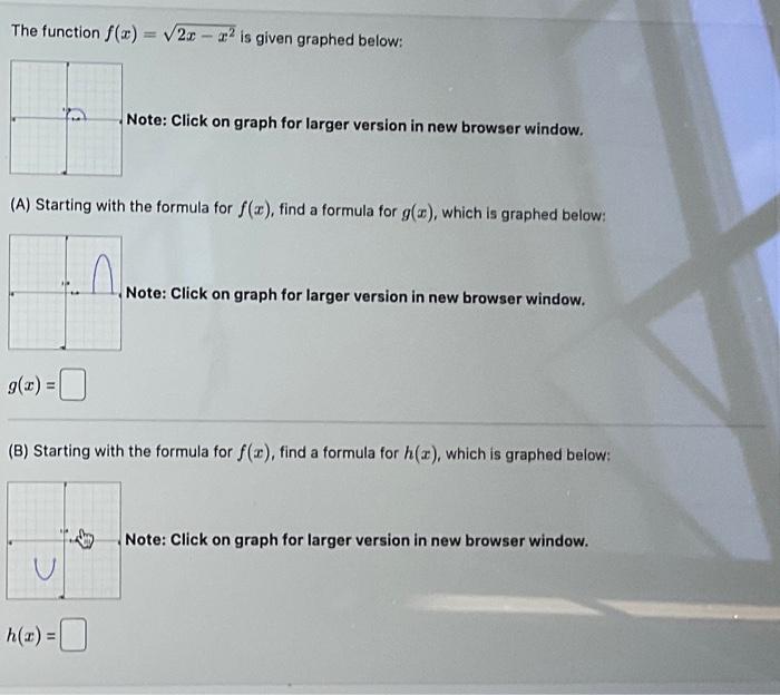 Solved The function f(x) = √2-2 is given graphed below: (A) | Chegg.com