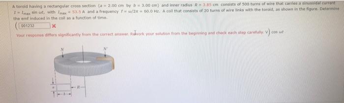 Solved A toroid having a rectangular cross section (2.00 cm | Chegg.com