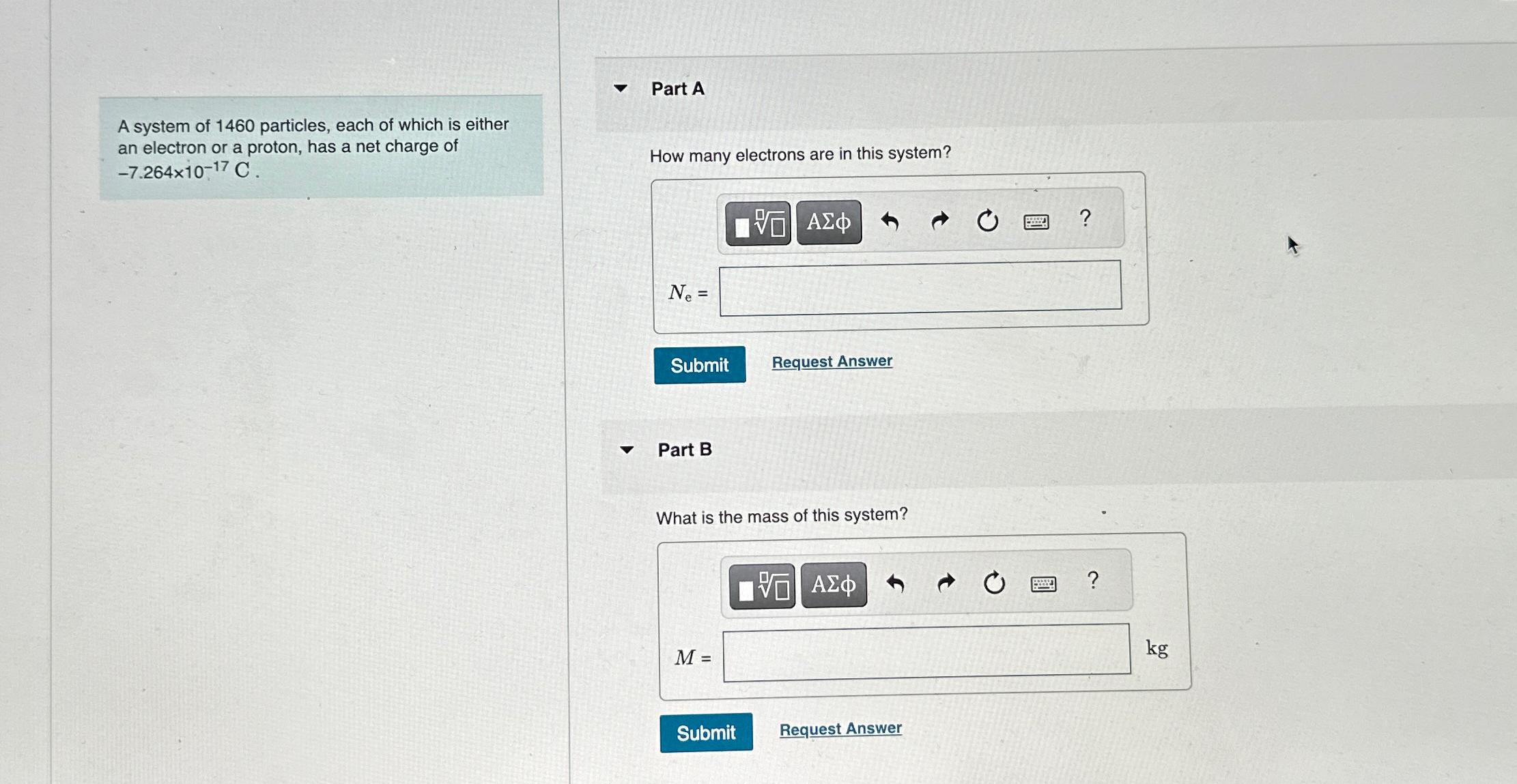 Solved Part AA system of 1460 ﻿particles, each of which is | Chegg.com