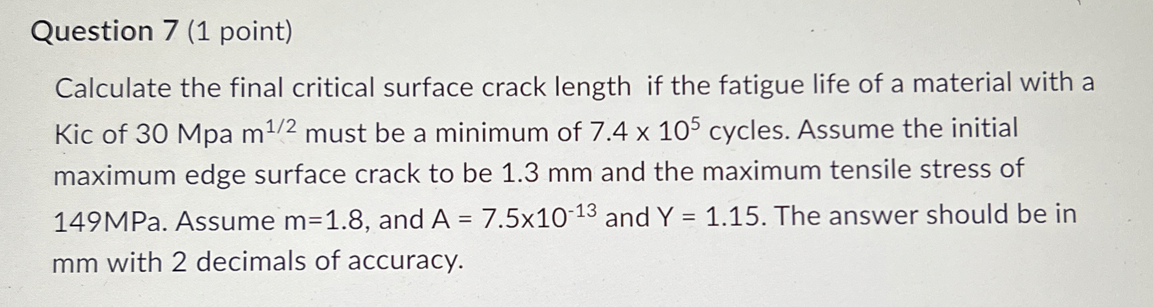 Solved Question 7 (1 ﻿point)Calculate the final critical | Chegg.com