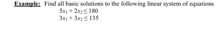 Solved Example: Find all basic solutions to the following | Chegg.com