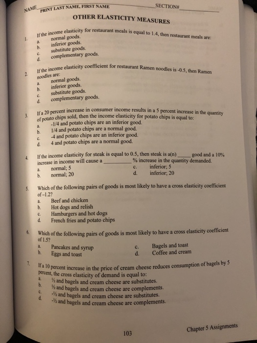 Solved NAME PRINT LAST NAME, FIRST NAME SECTION# OTHER | Chegg.com