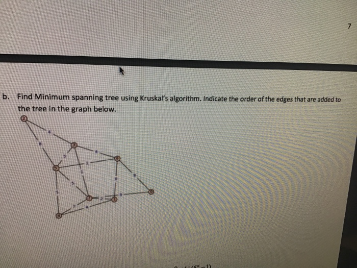 Solved 7 b. Find Minimum spanning tree using Kruskal's | Chegg.com