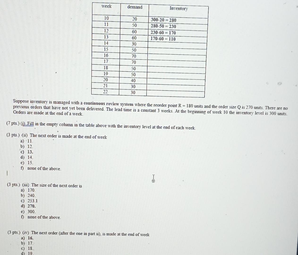 Solved Suppose inventory is managed with a continuous review | Chegg.com