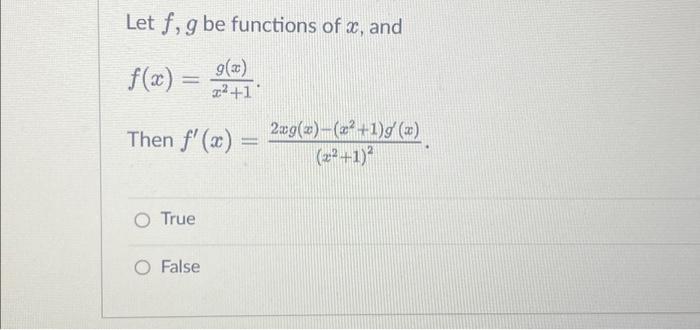 Solved Let ( f, g ) be functions of ( x ), and ( | Chegg.com