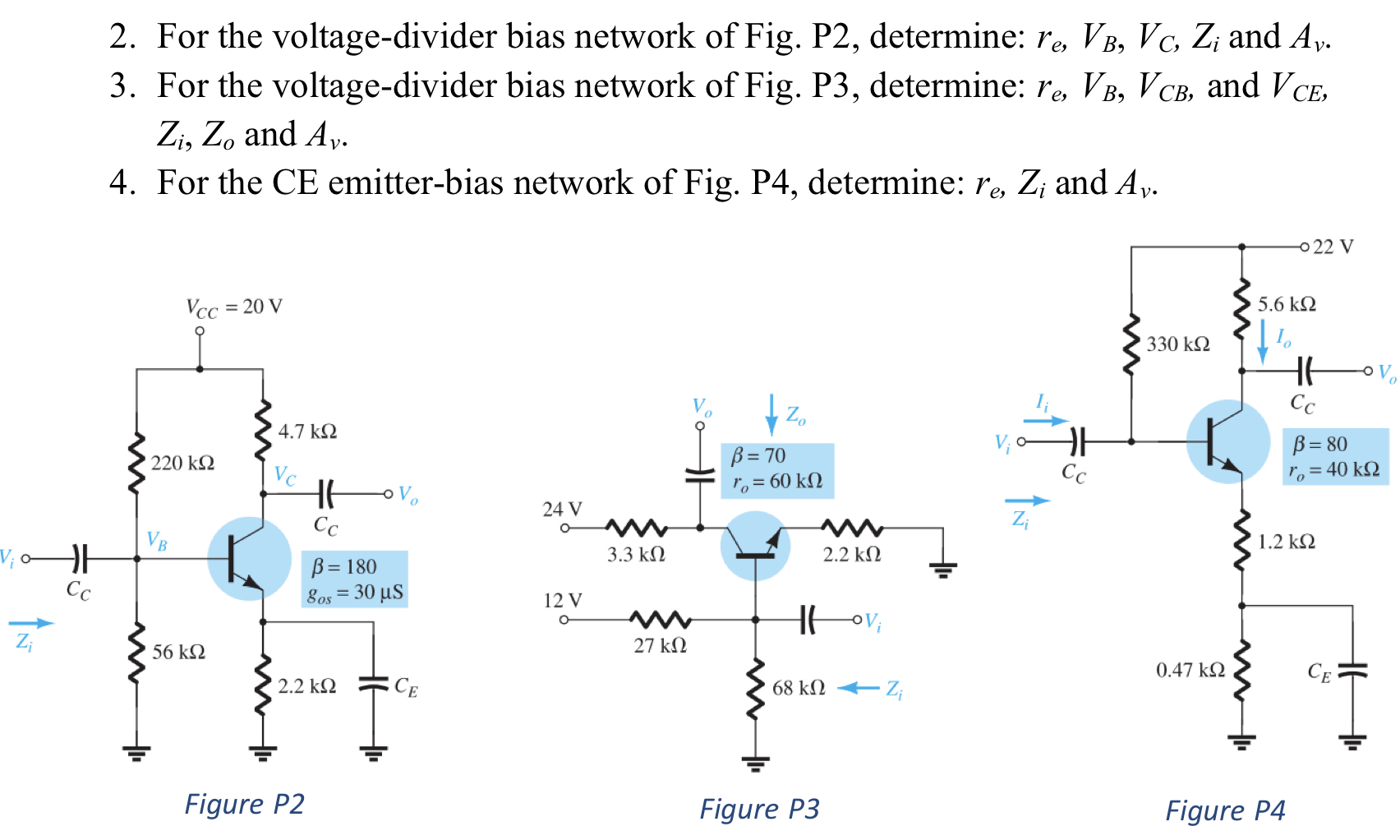 Solved For the voltage-divider bias network of Fig. P2, | Chegg.com
