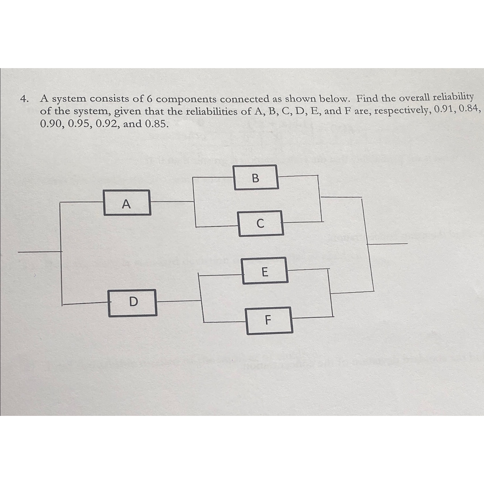 Solved A system consists of 6 ﻿components connected as shown | Chegg.com