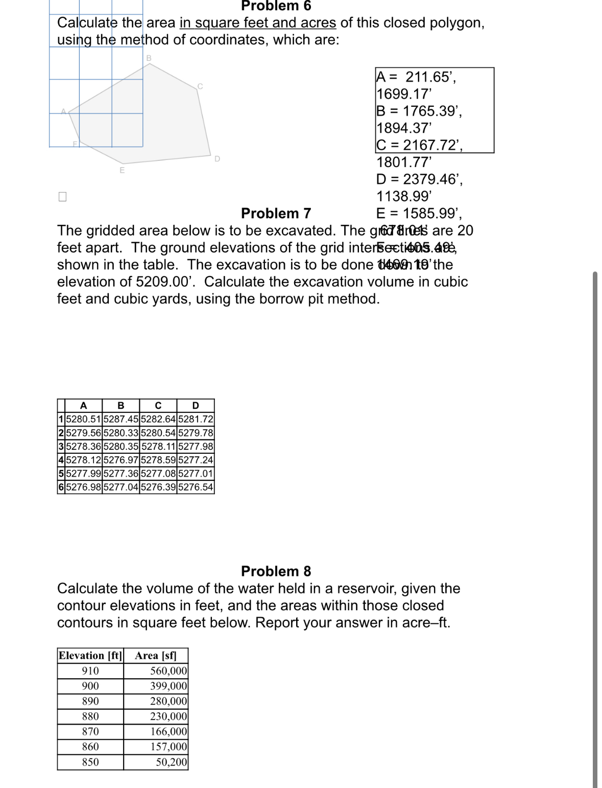 Solved Problem 6Calculate the area in square feet and acres | Chegg.com
