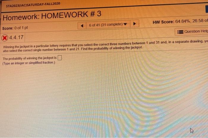 Solved STA2023(IAC)SATURDAY-FALL2020 Homework: HOMEWORK #3 | Chegg.com Solved STA2023(IAC)SATURDAY-FALL2020 Homework: HOMEWORK #3 | Chegg.com