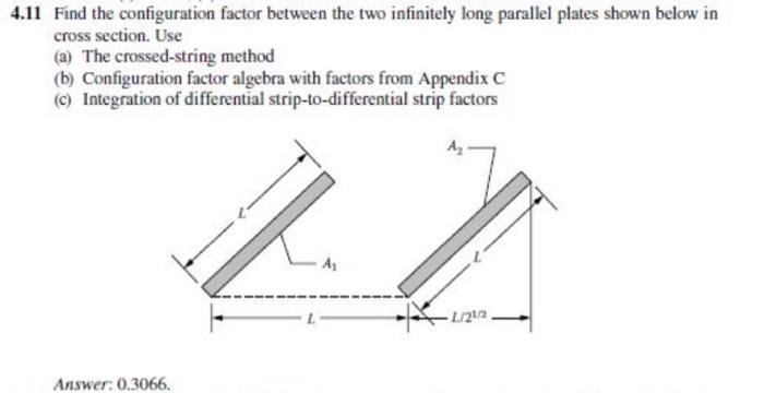 Solved 1.11 Find the configuration factor between the two | Chegg.com