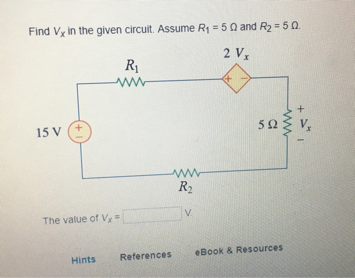 Solved Find Vy in the given circuit. Assume R1 5 Q and R2 5 | Chegg.com