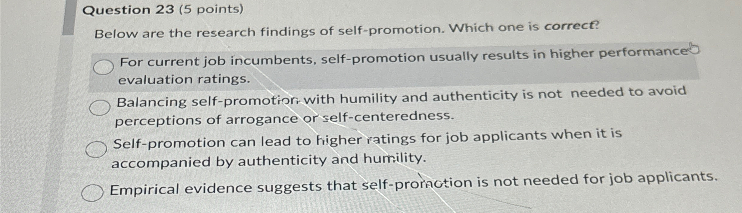 Solved Question 23 (5 ﻿points)Below are the research | Chegg.com