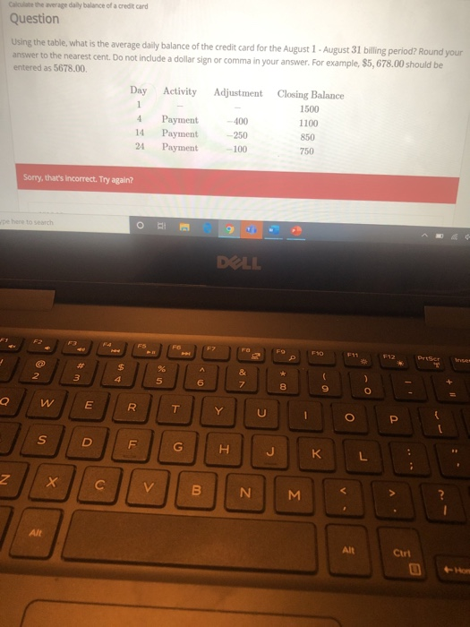 Solved Calculate the average daily balance of a credit card | Chegg.com