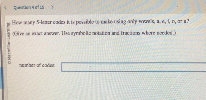 Solved How many 5 -letter codes it is possible to make using | Chegg.com