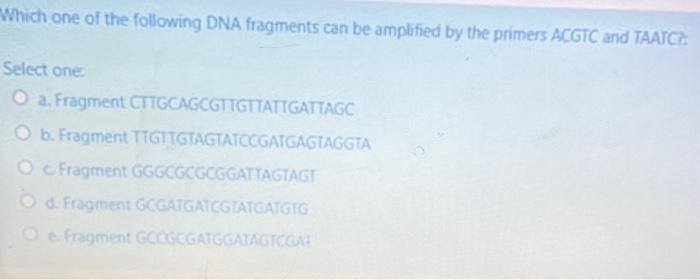 Solved Which one of the following DNA fragments can be | Chegg.com