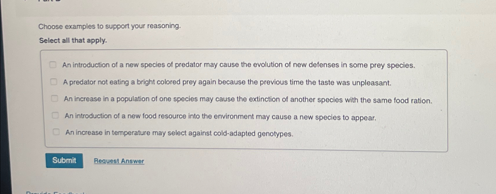 Solved Choose examples to support your reasoning.Select all | Chegg.com