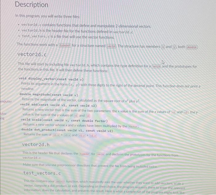Solved In this program, you will write three files: - | Chegg.com