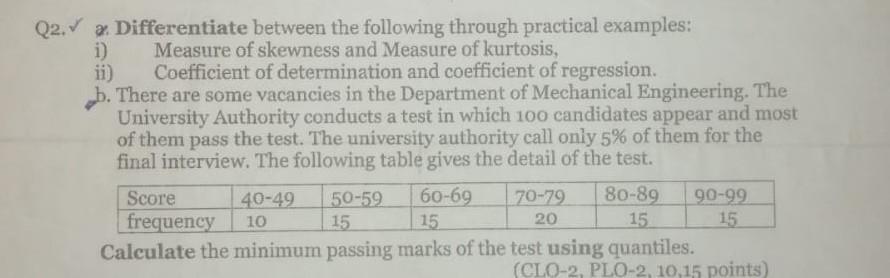 Q2, Differentiate between the following through | Chegg.com