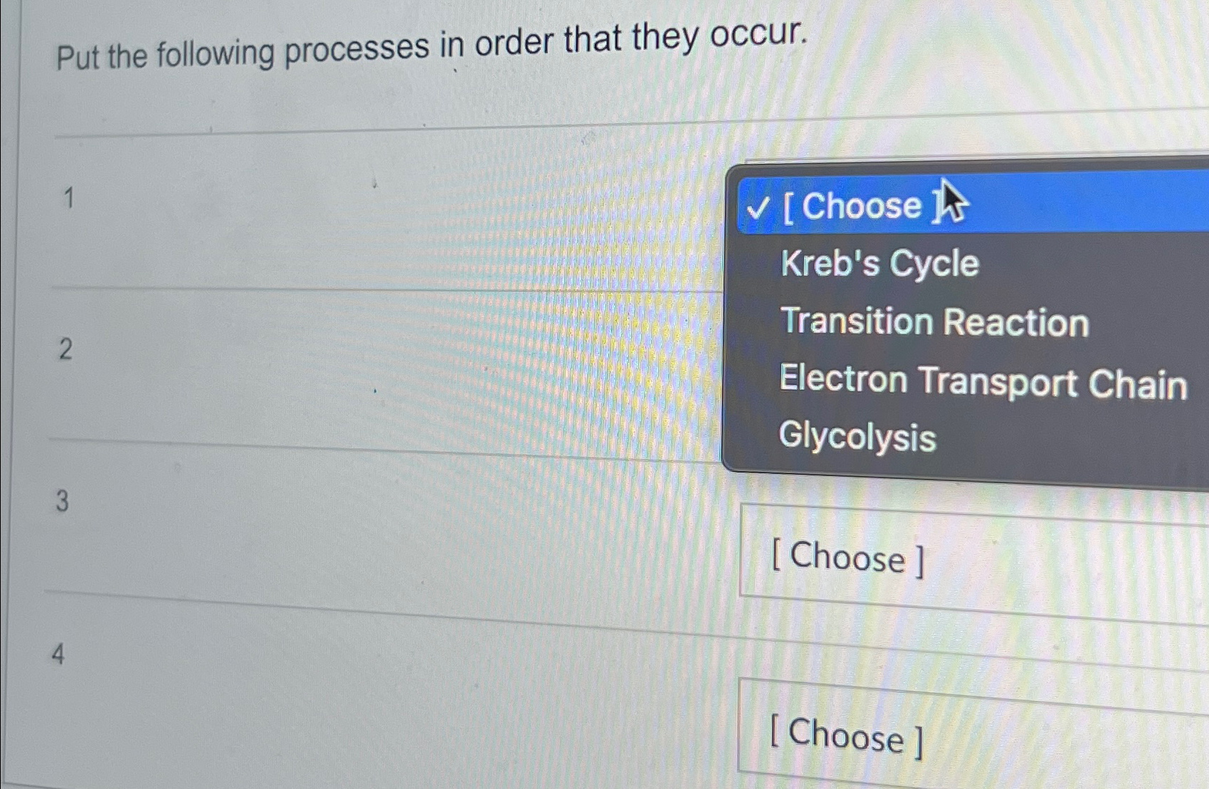 Solved Put the following processes in order that they | Chegg.com