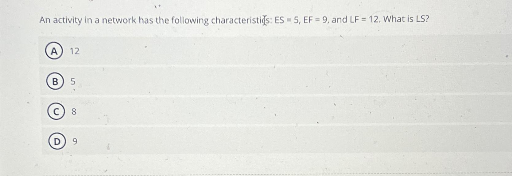 Solved An activity in a network has the following | Chegg.com