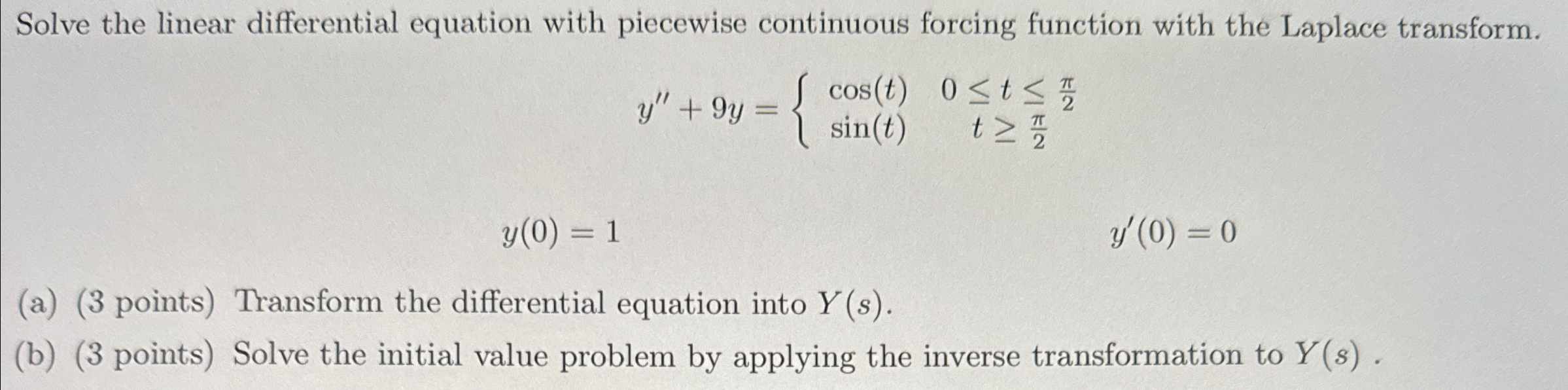 Solved Solve the linear differential equation with piecewise | Chegg.com